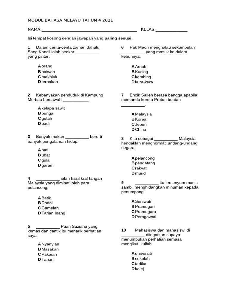 MODUL BM TAHUN 4 | PDF