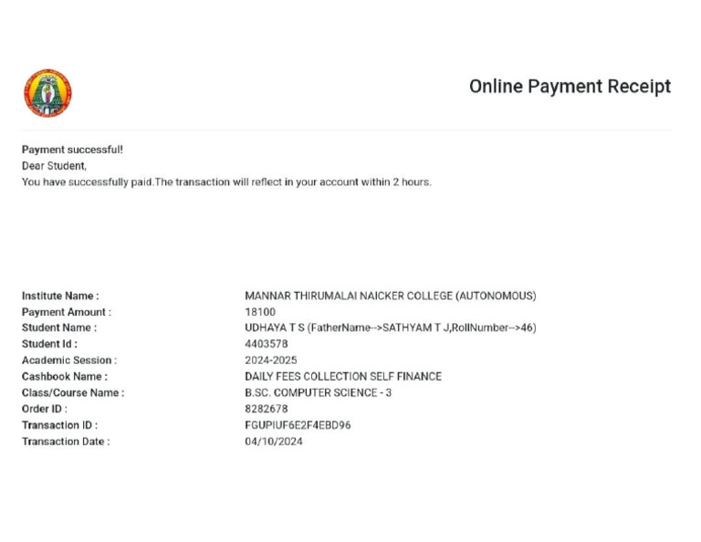 Fees Receipt 1 | PDF