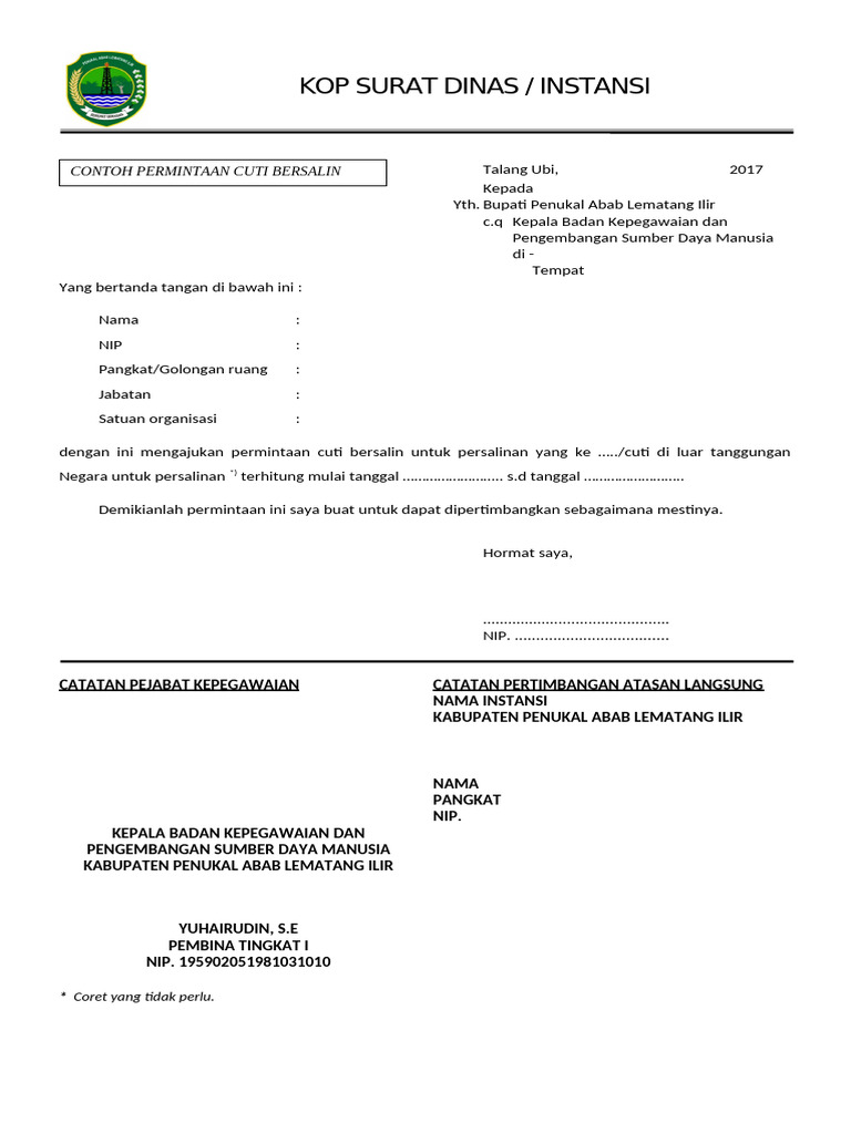 Blangko Format Surat Cuti | PDF