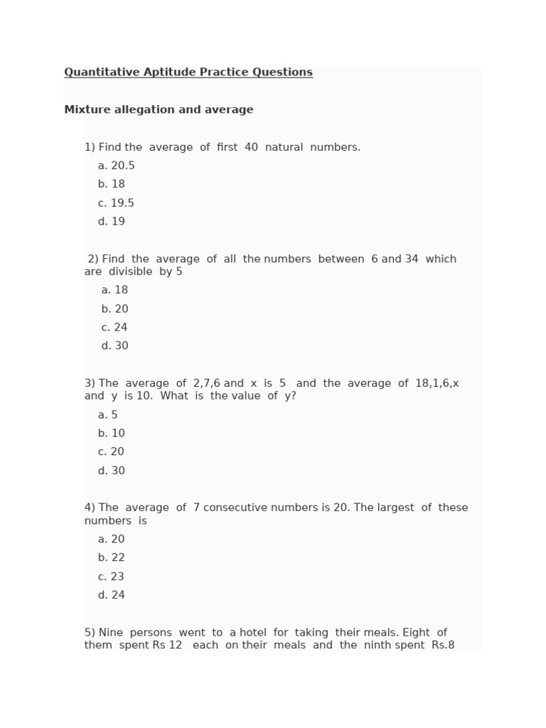 Quantitative Aptitude Practice Questions With Solution | PDF