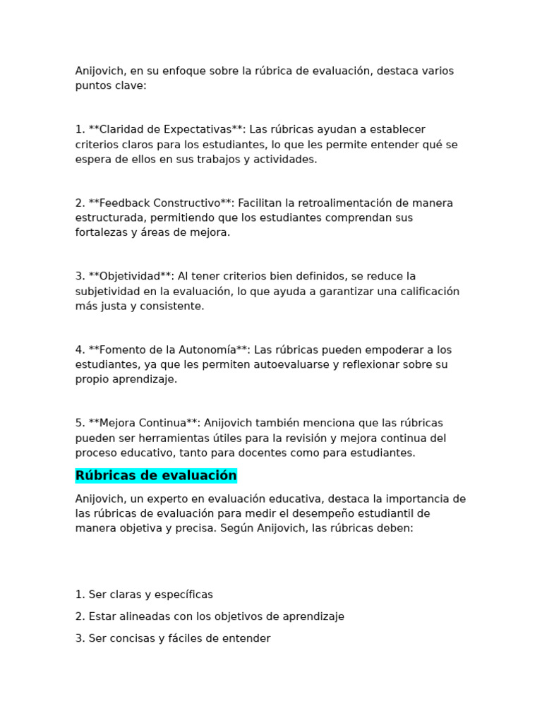 Eval Rúbricas Anijovich | PDF