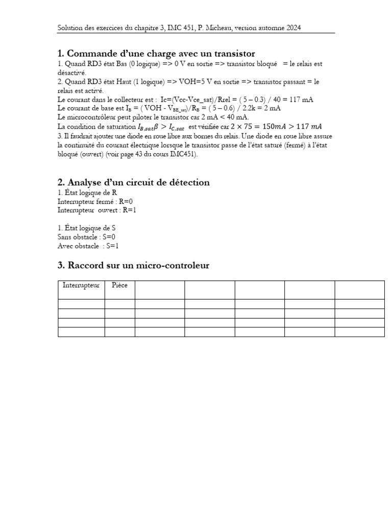 Solutions Exercices Chapitre 3 | PDF