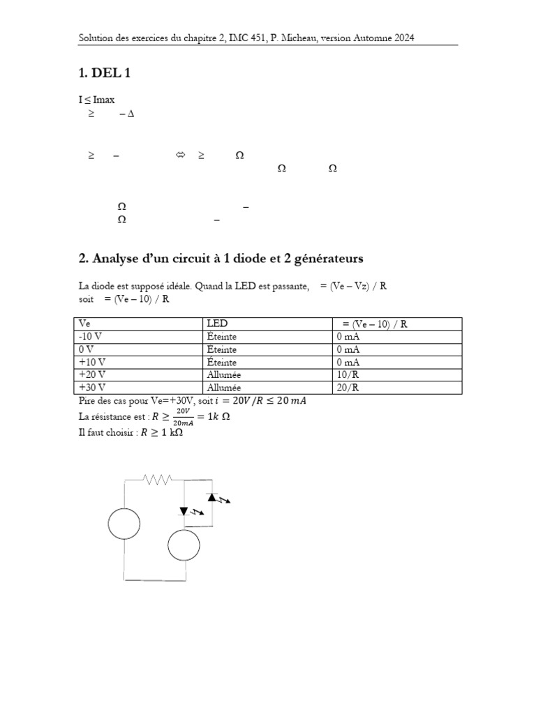 Solutions Exercices Chapitre 2 | PDF