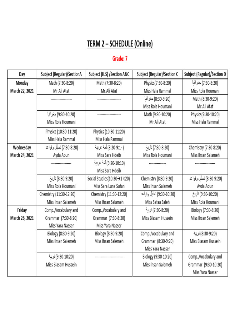 Term 2 Schedule Grades 7 To 12 Updated 2 | PDF