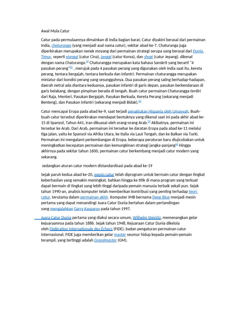 Awal Mula Catur | PDF