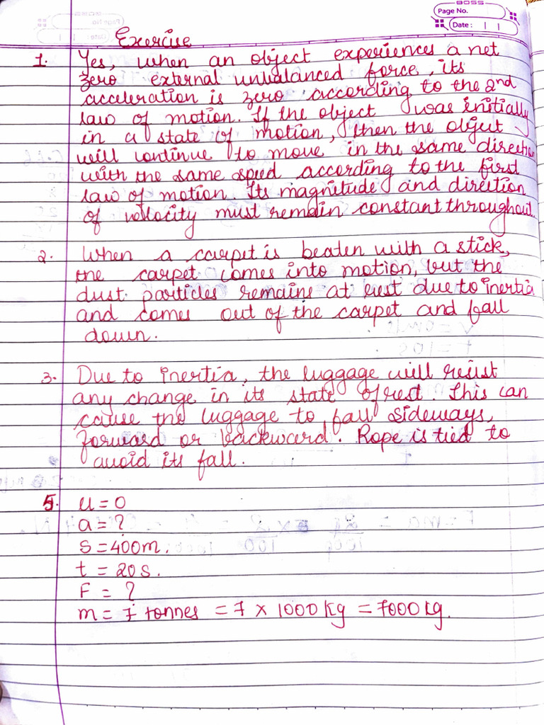 Ch-8 Forces and Laws of Motion Exercise | PDF