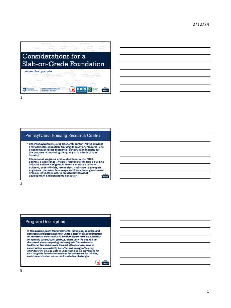 PHRC Webinar - Considerations For Slab On Grade Foundations - HANDOUTS ...