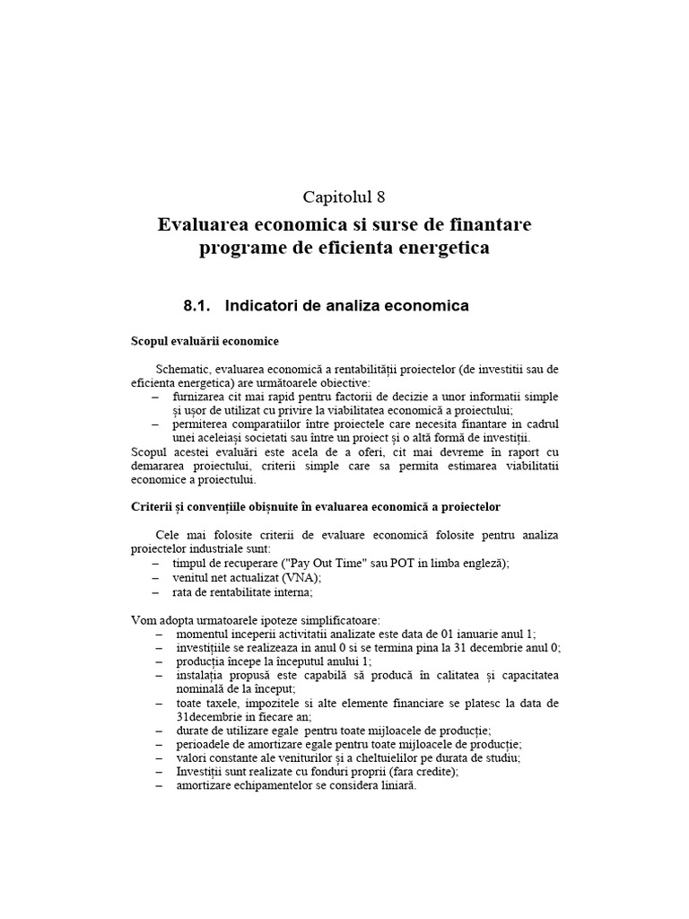 E8. Evaluarea Economica Si Surse de Finantare Programe de Eficienta ...