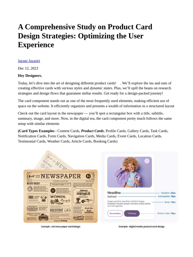 Product Card UI Ux Study | PDF