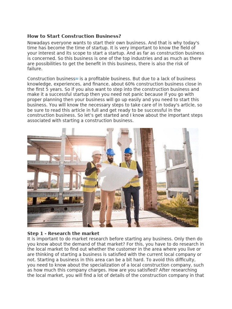 How To Start Construction Business | PDF