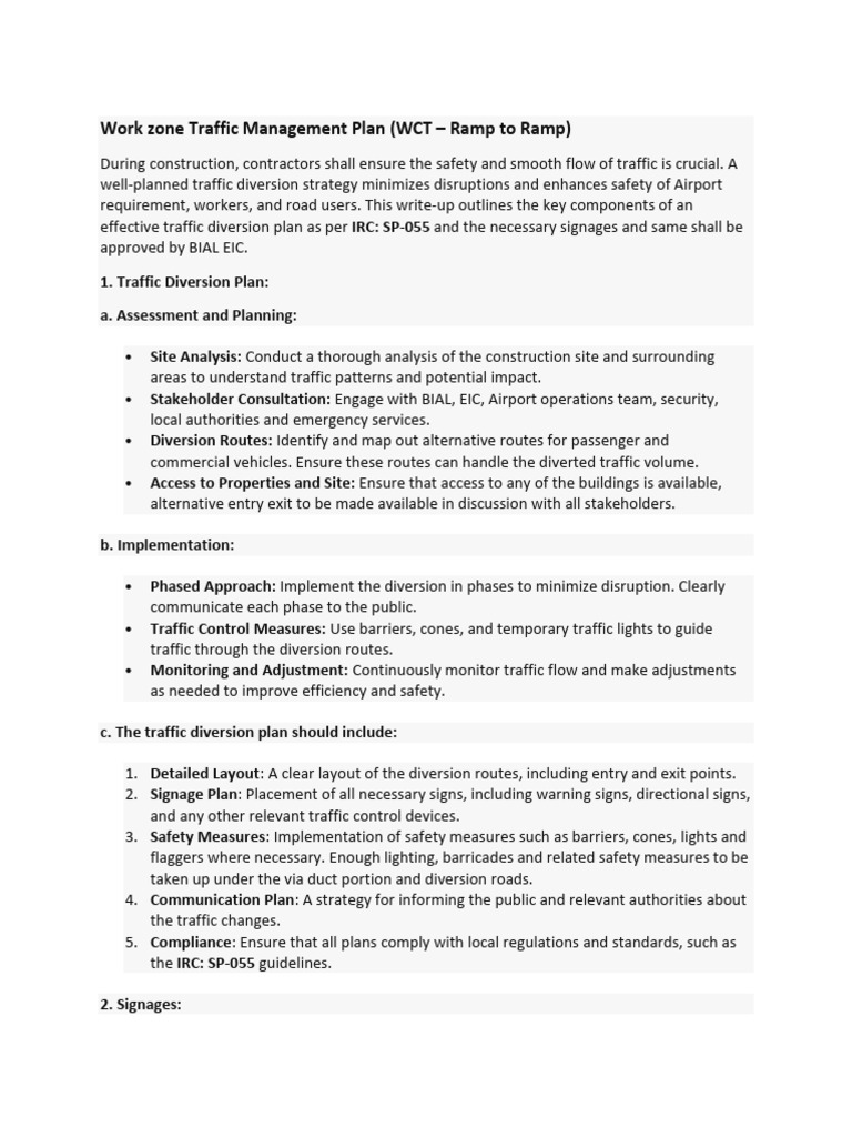 3-6 Vol-3 Empl Reqt Sec-D-Annexure-AA1 - Traffic Management Plan | PDF