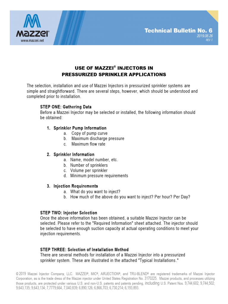 Injector MAZ Pressurized Sprinkler | PDF