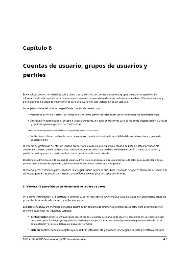 Manual Digsilent Cap 6 Grupos de Usuario y Perfiles - Español | PDF