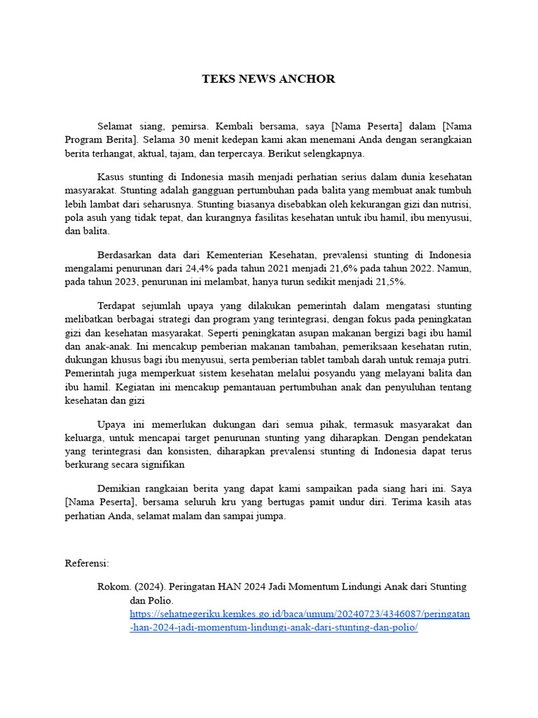 Teks News Anchor Pofika 2024 | PDF