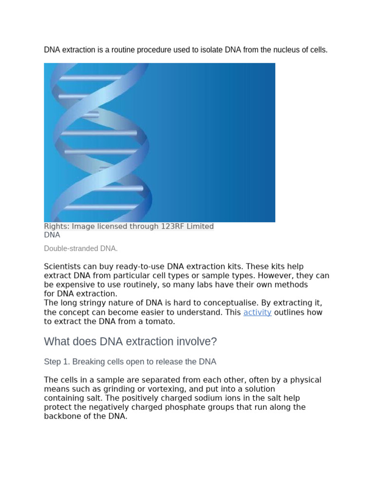 DNA Extraction | PDF