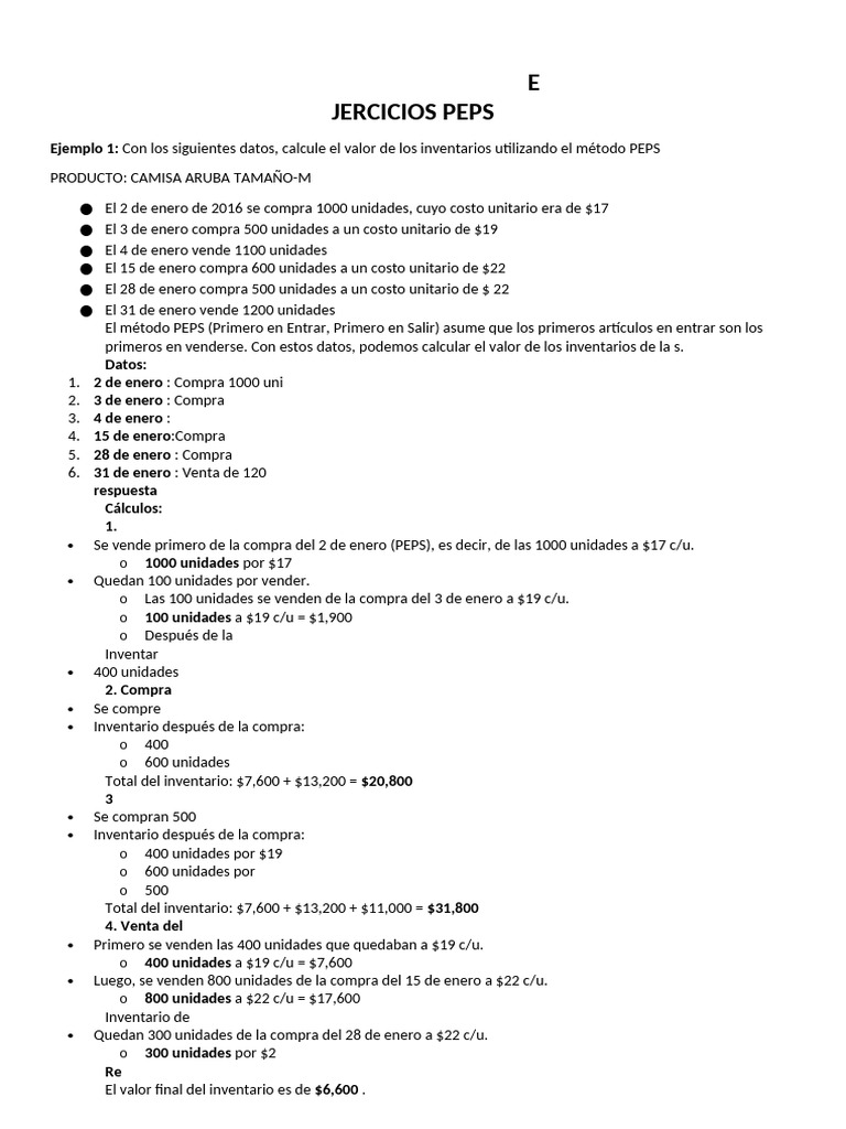 Ejercicios Peps | PDF