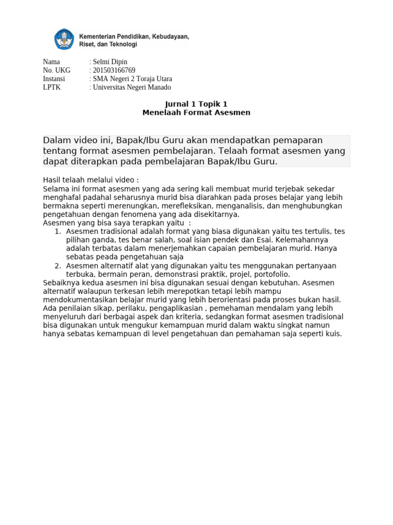 7.telaah Format Asesmen | PDF