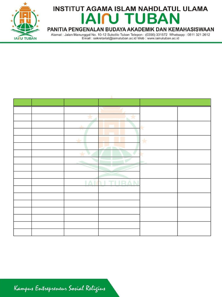 Daftar Hadir Jamaah Maba | PDF