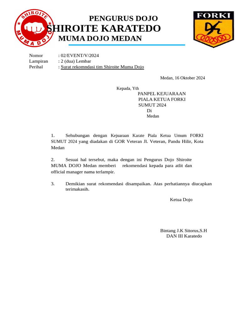 KOP SURAT MUMA DOJO | PDF