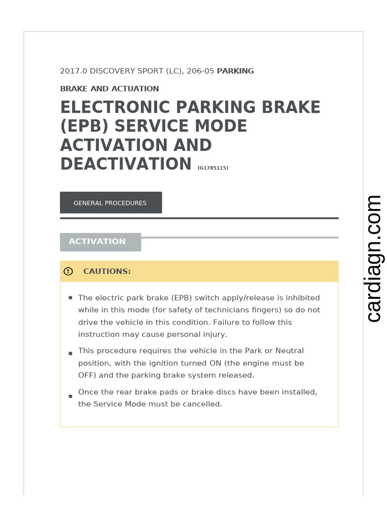 Electronic Parking Brake (EPB) | PDF