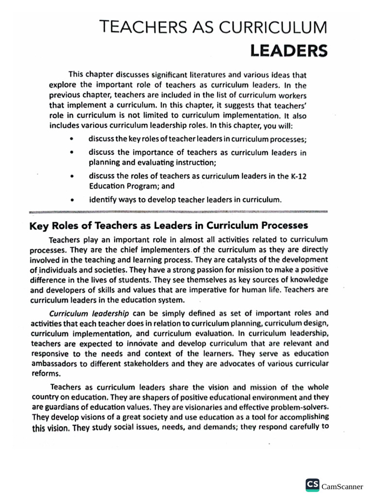 Teacher S As Curriculum Leaders | PDF