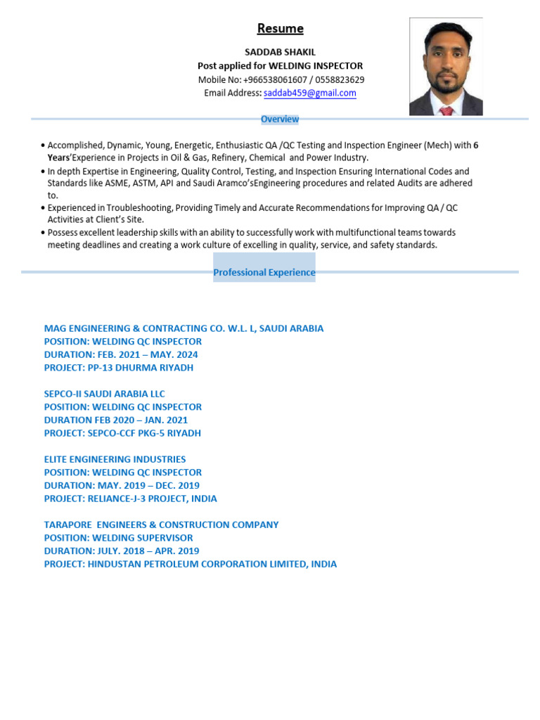 Saddab Welding Inspector-2 | PDF