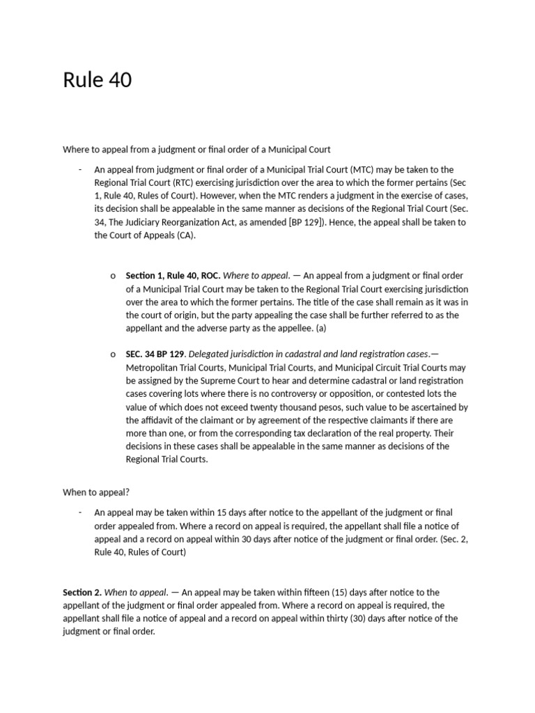 Rule 40 | PDF