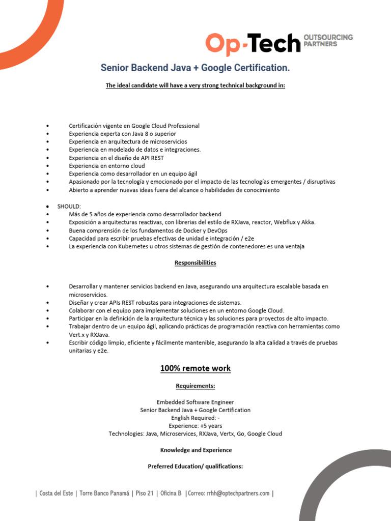 Senior Backend Java + Google Certification | PDF | Computers