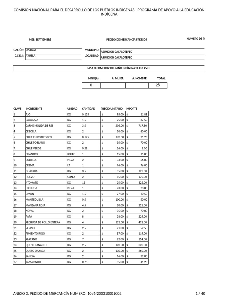 Pedido 1 Ene Actualizado | PDF