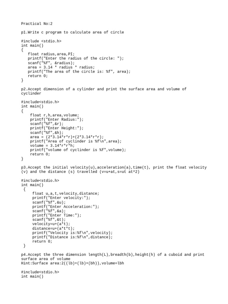 C practical no 2 | PDF