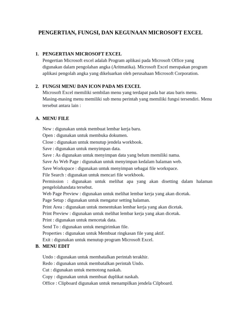 MATERI MS EXCEL | PDF