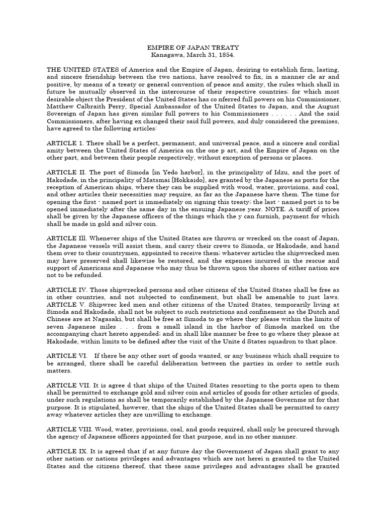 The Treaty of Kanagawa | PDF