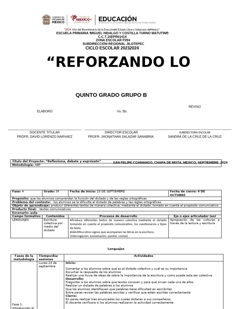 1° Proyecto Septiembre 2024 3C | PDF