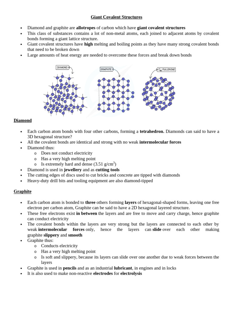 Year 8 Week 6 Giant Covalent Structures | PDF