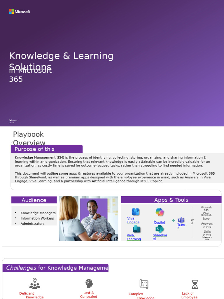 Knowledge and Learning Solutions in Microsoft 365 Playbook | PDF