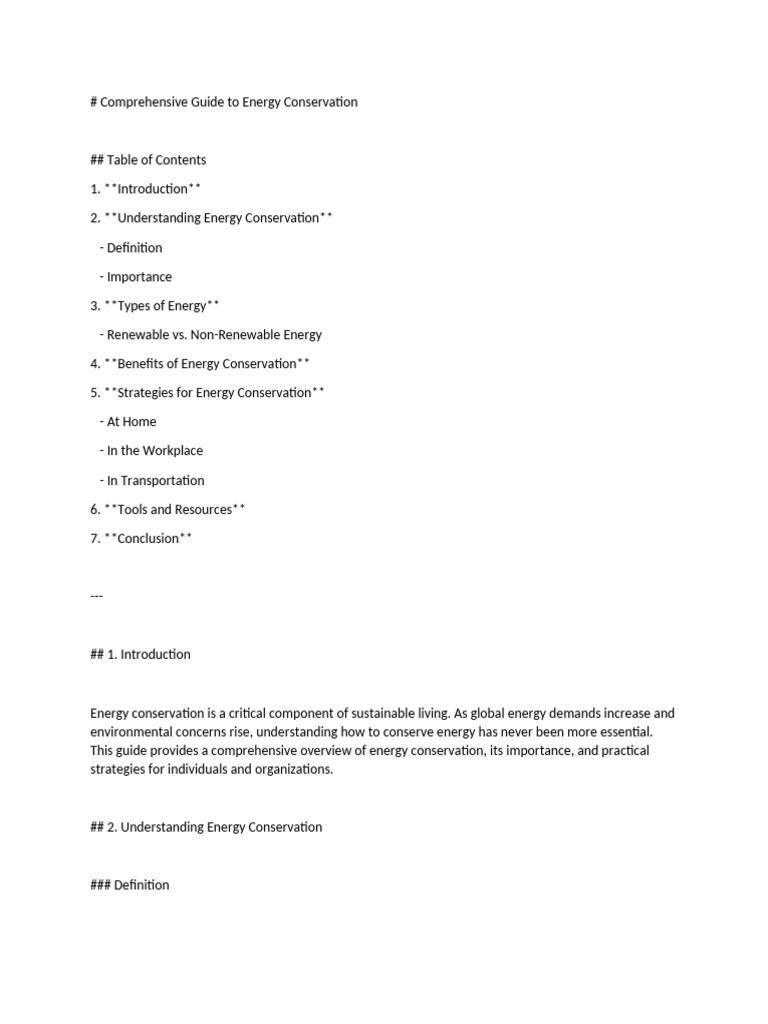 Energy Conservation | PDF