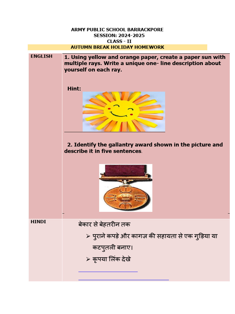 Final Autumn Break Homework | PDF