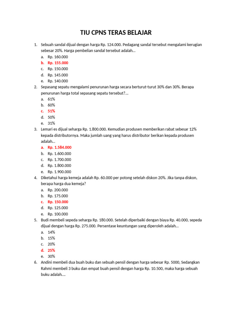 Tiu Cpns Teras Belajar | PDF