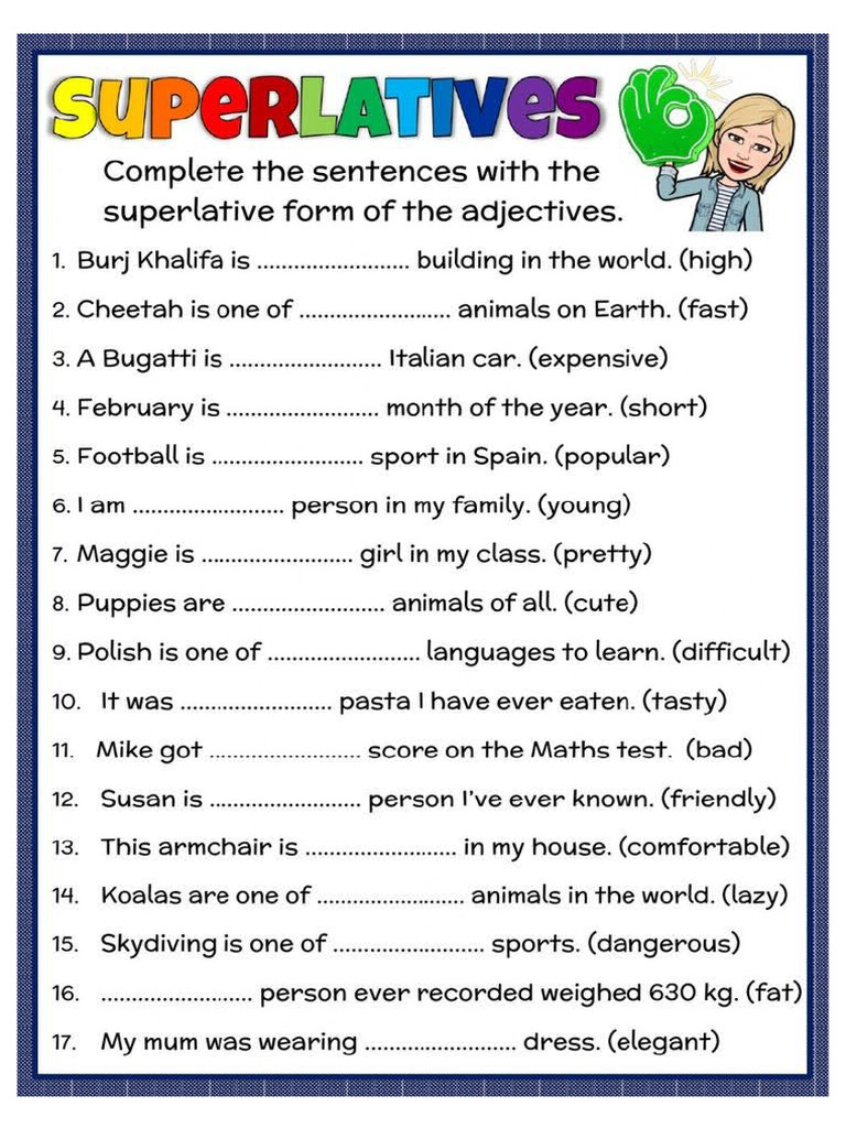Adjectives Comparative & Superlative Practice Sheets G4 | PDF