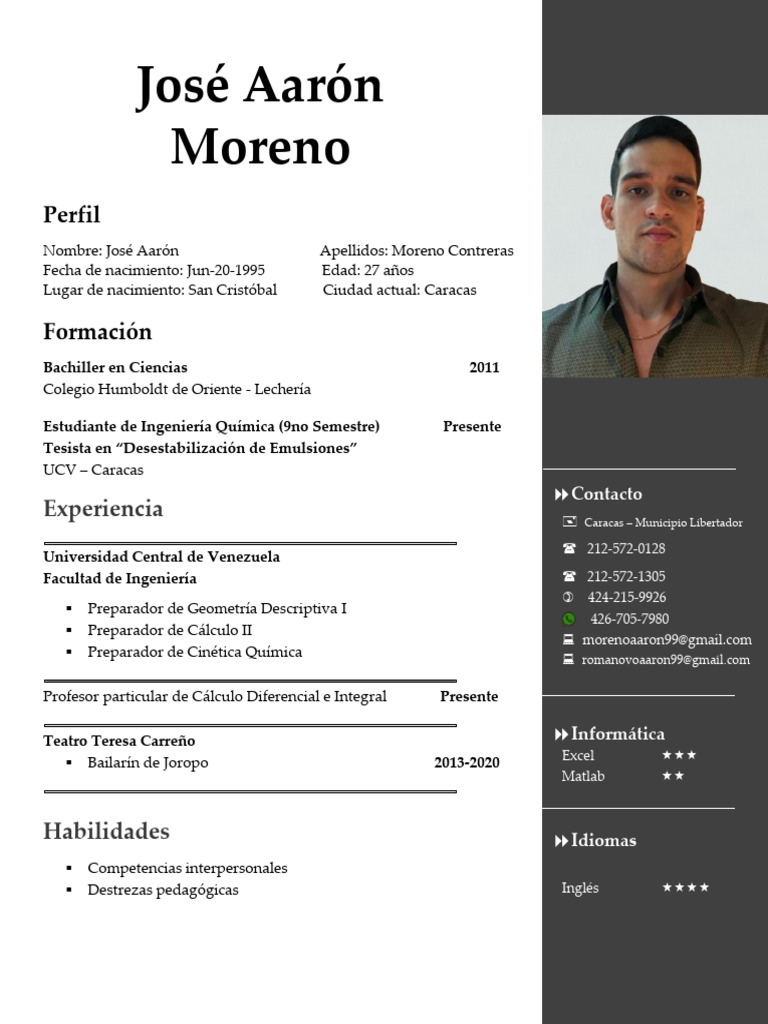 Sintesis Curricular - Aaron Moreno | PDF