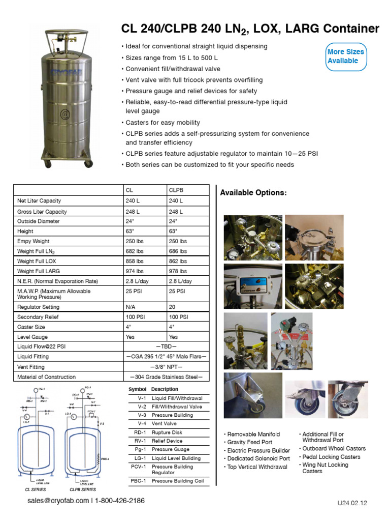 Cryofab CL CLPB Series Specs 240 | PDF