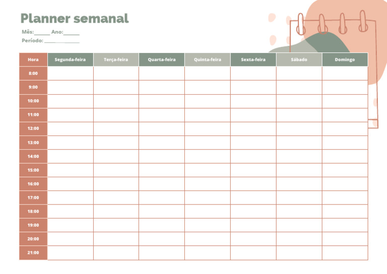 Folha Planner Semanal Verde e Rosa | PDF