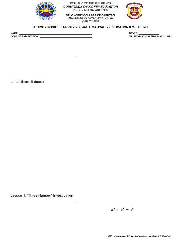 Mathematical Investigations in Problem Solving | PDF | Career & Growth