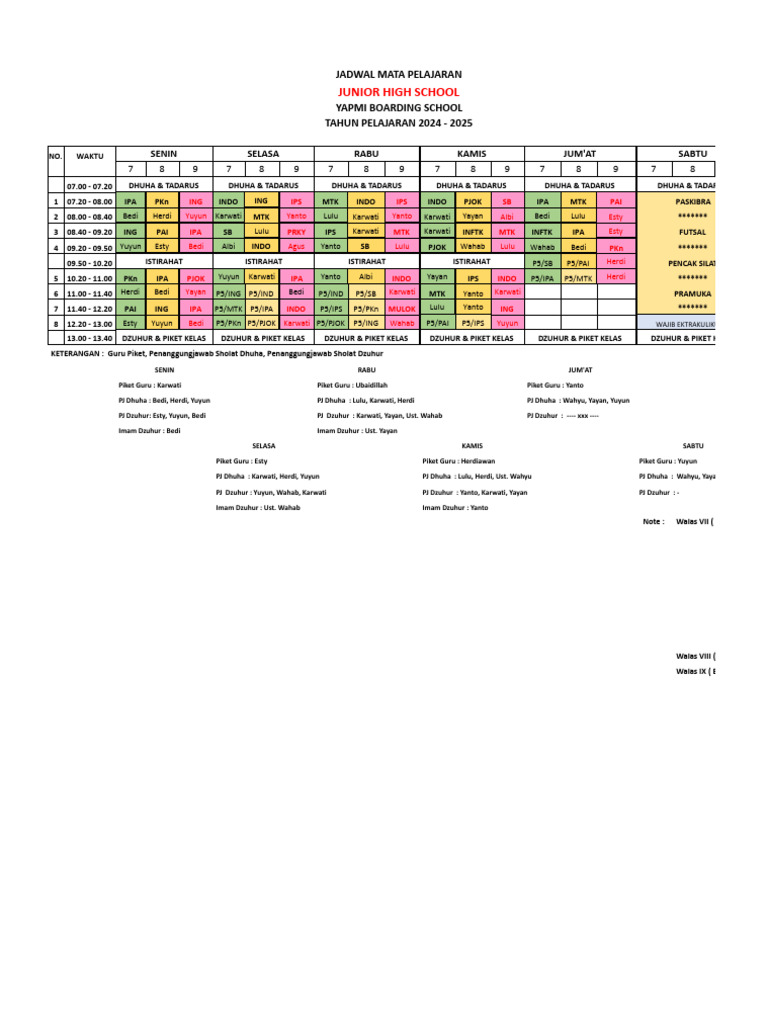 JADWAL MAPEL KURMER 2024.xls - Sheet3-1 | PDF