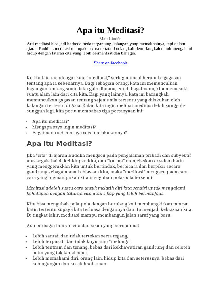 Apa Itu Meditasi | PDF