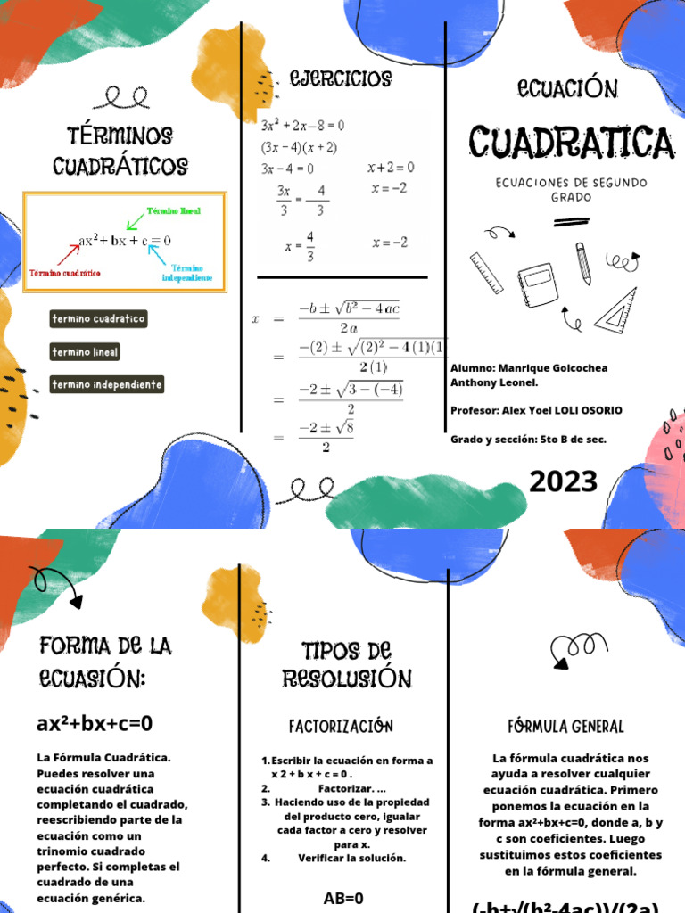 Triptico de Ecuasion Cuadratica | PDF