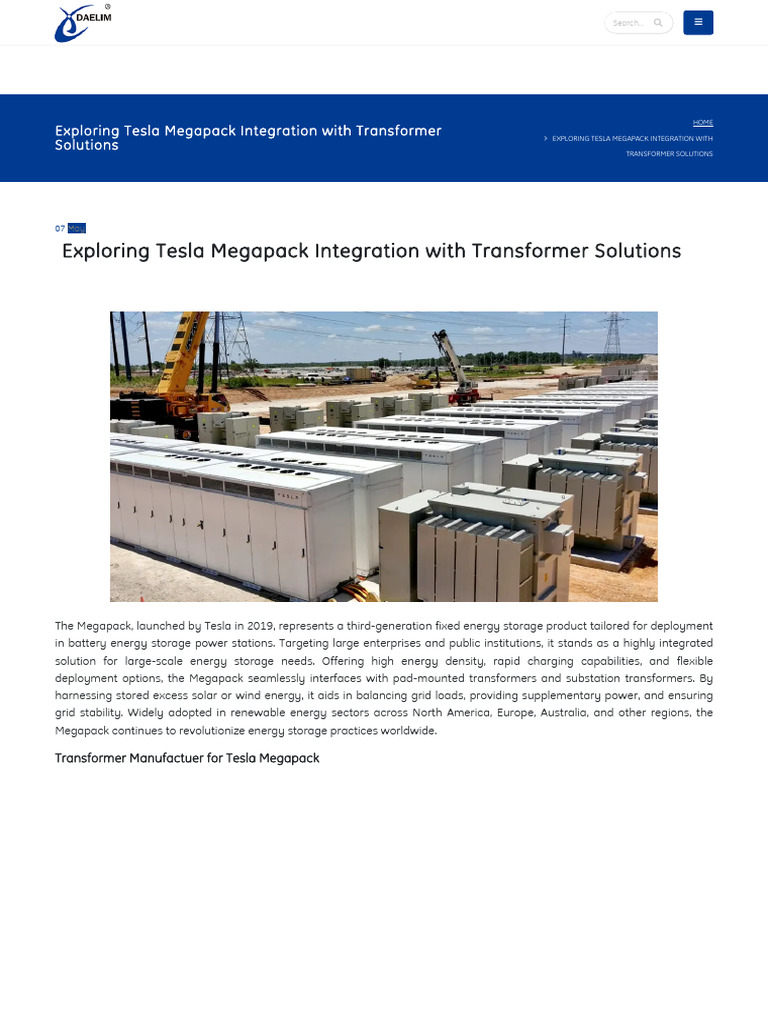 Exploring Tesla Megapack Integration with Transformer Solutions ...