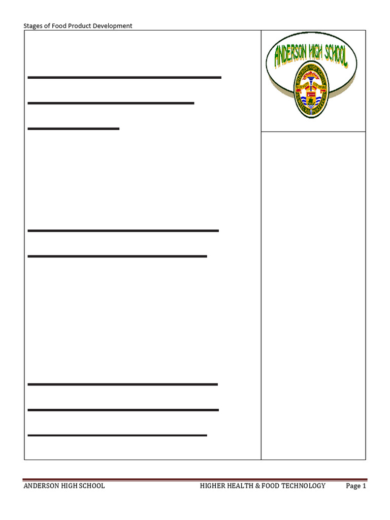 Stages of the Food Product Development Process (1) | PDF