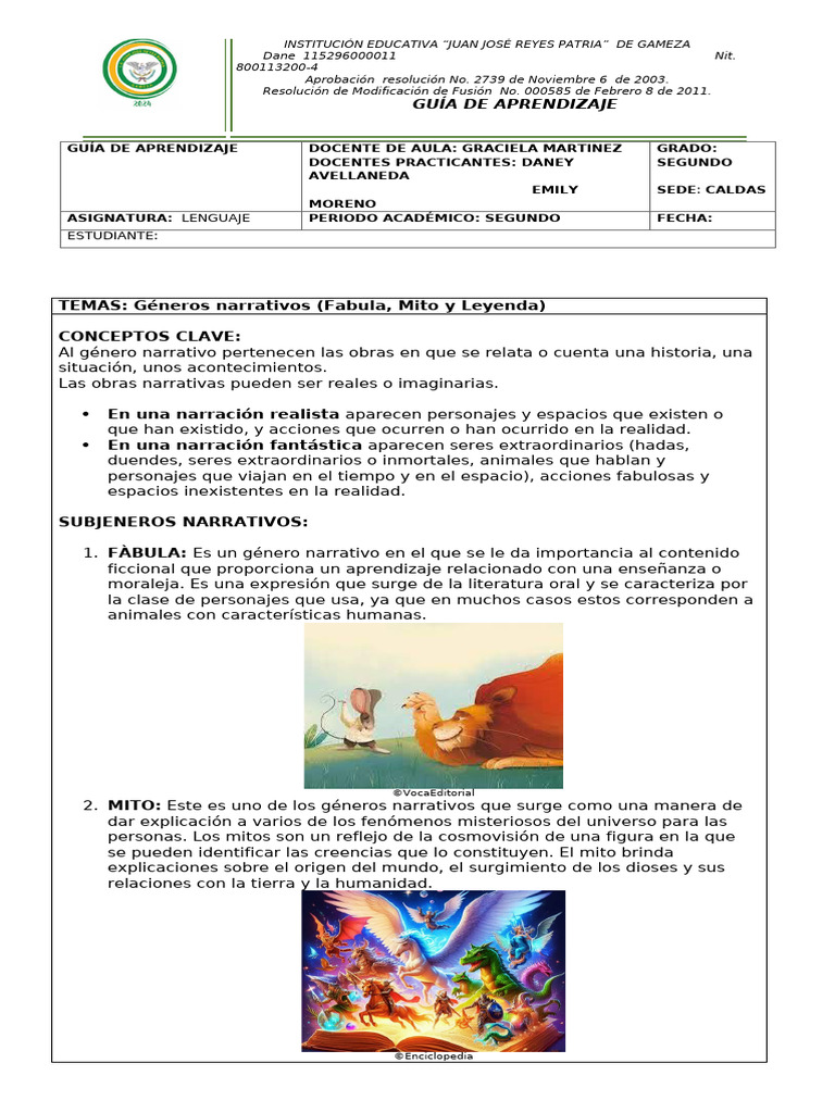 Guía De Aprendizaje Lenguaje Segundo Grado Pdf