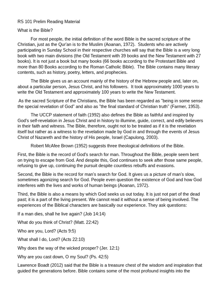 RS 101 Prelim Reading Material | PDF